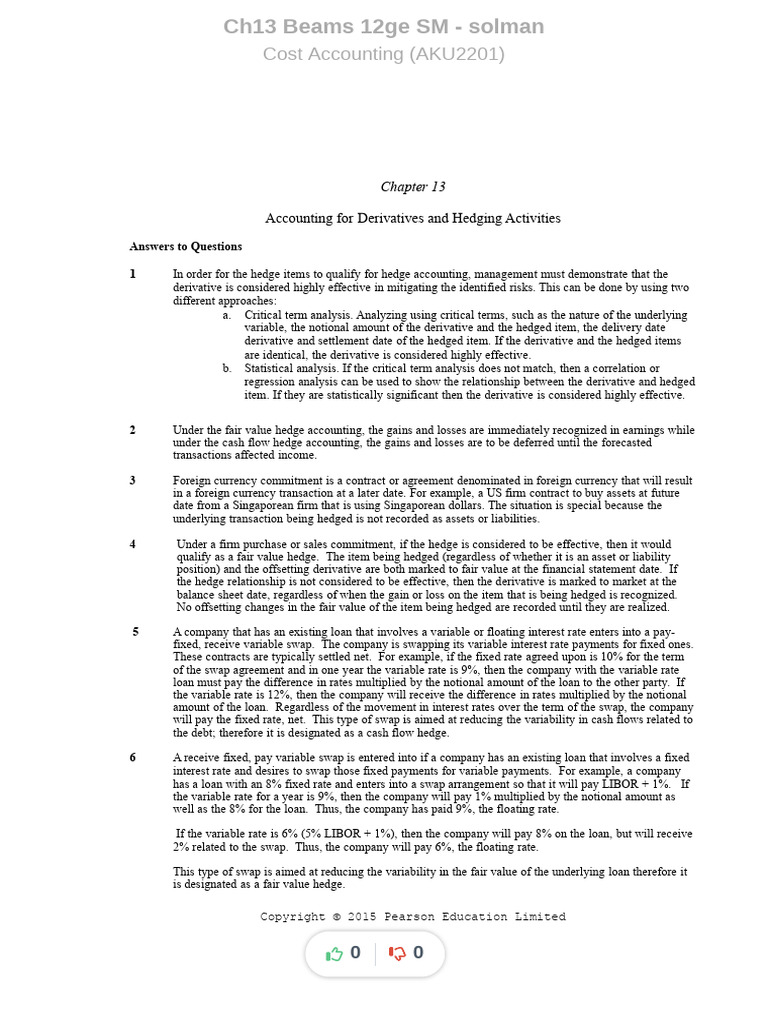 ch13 Beams 12ge SM Solman - Compress | PDF | Swap (Finance) | Hedge (Finance)