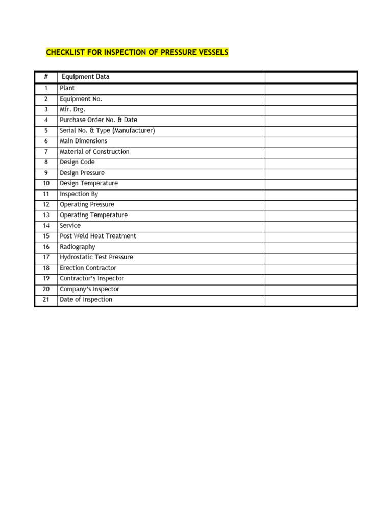 Checklist For Inspection | PDF | Pipe (Fluid Conveyance) | Manufactured ...