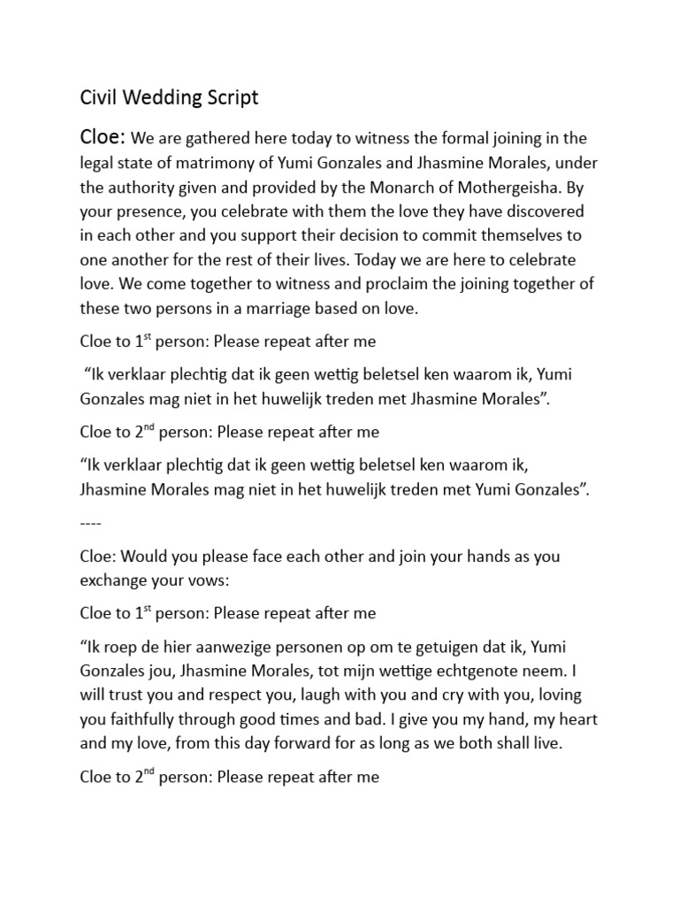 Civil Wedding Script | Download Free PDF | Marriage | Social Conventions