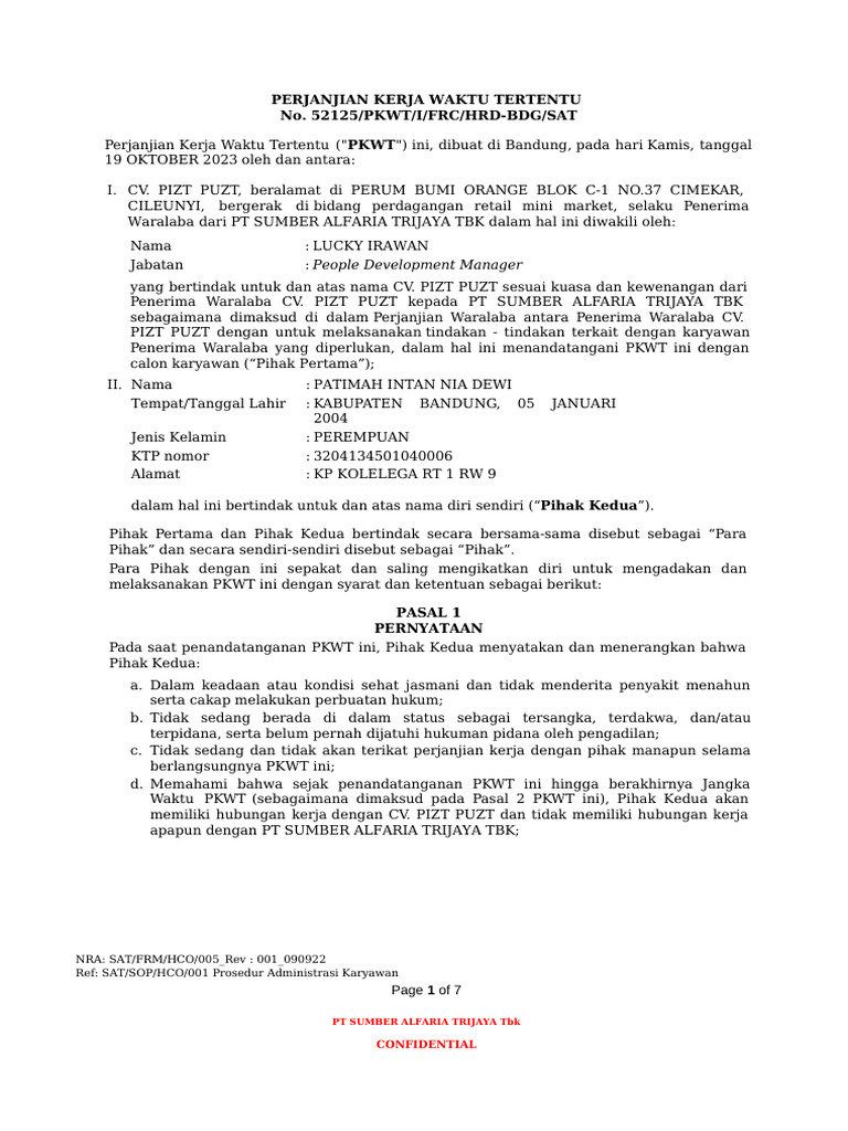 Sign - PKWT FRC - 1697691762351 | PDF