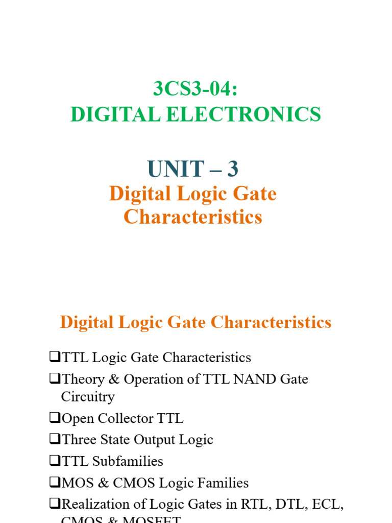 DE Unit 3 | PDF | Logic Gate | Digital Electronics