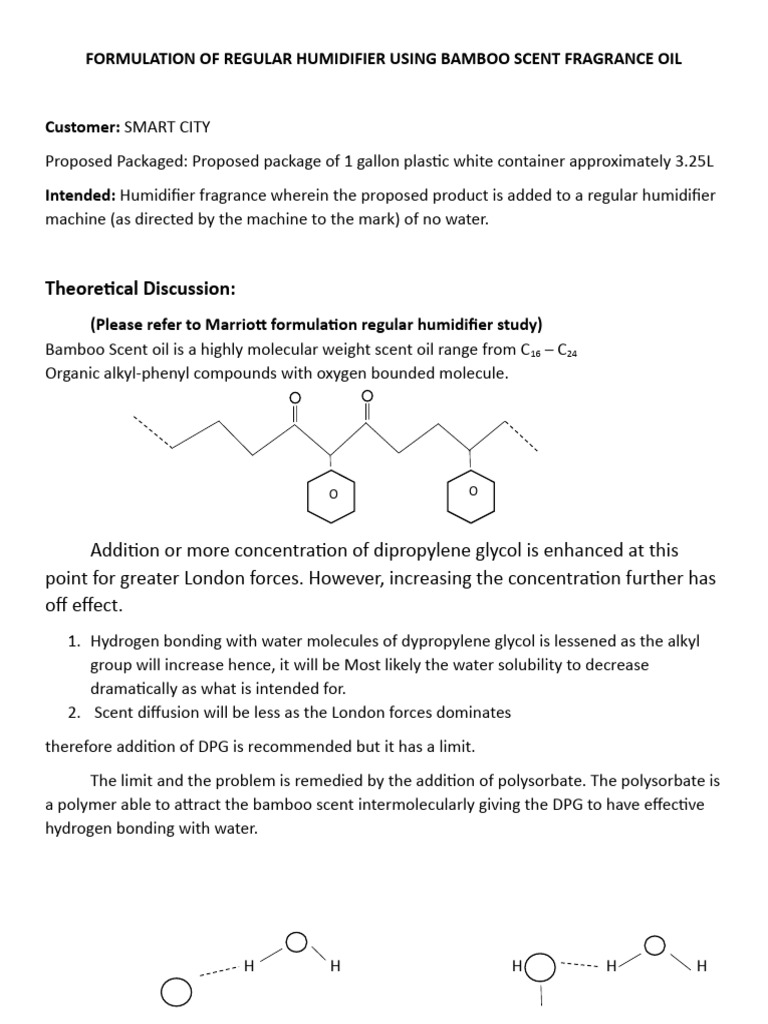 Formulation of Regular Humidifier Using Bamboo Scent Fragrance Oil ...