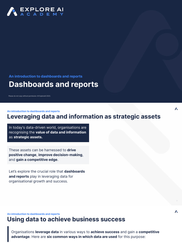 An Introduction To Dashboards and Reports (Slides) | PDF | Performance Indicator | Information