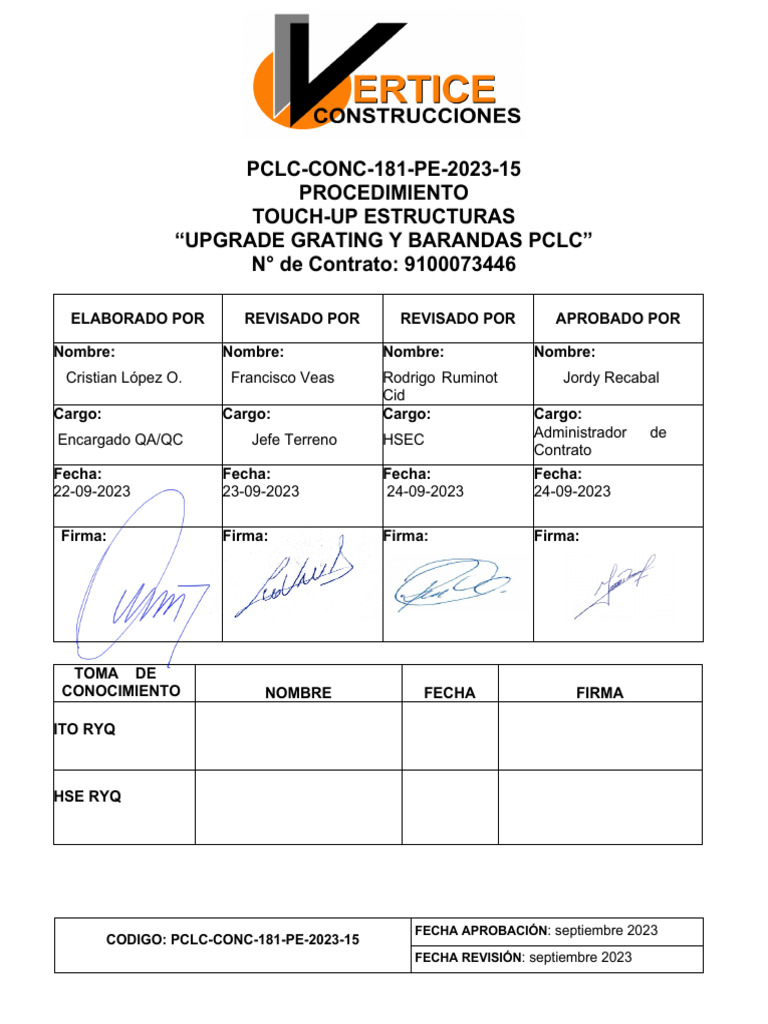 PCLC-CONC-181-PE-2023-15 Touch Up Rev.0 | PDF | Pinturas | Business
