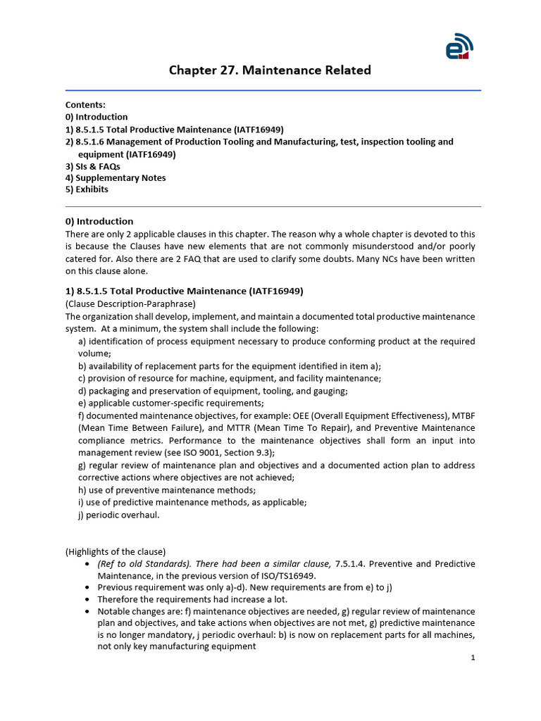 IATF 16949 Total Productive Maintenance Guide | PDF | Business ...