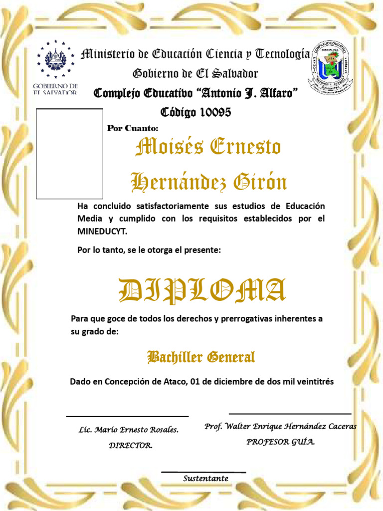 Diploma de Bachiller en El Salvador | PDF