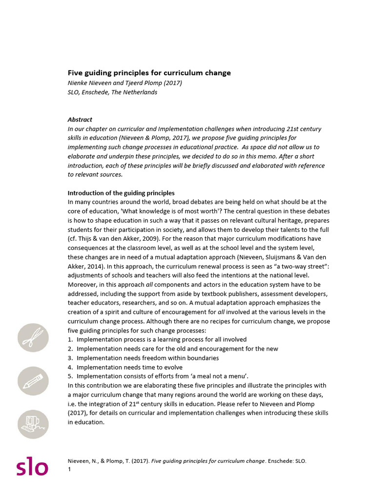 Five Guiding Principles For Curriculum Change | PDF | Curriculum | Teachers