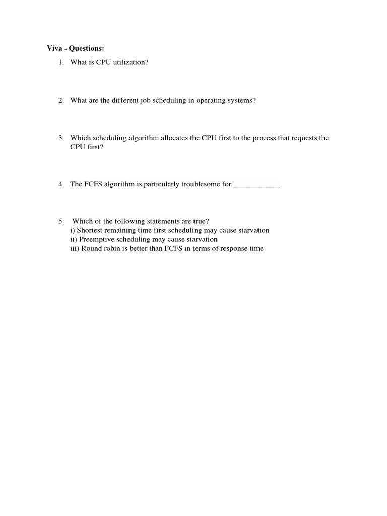 Viva Questions Operating System Pdf Scheduling Computing Concurrent Computing 5041