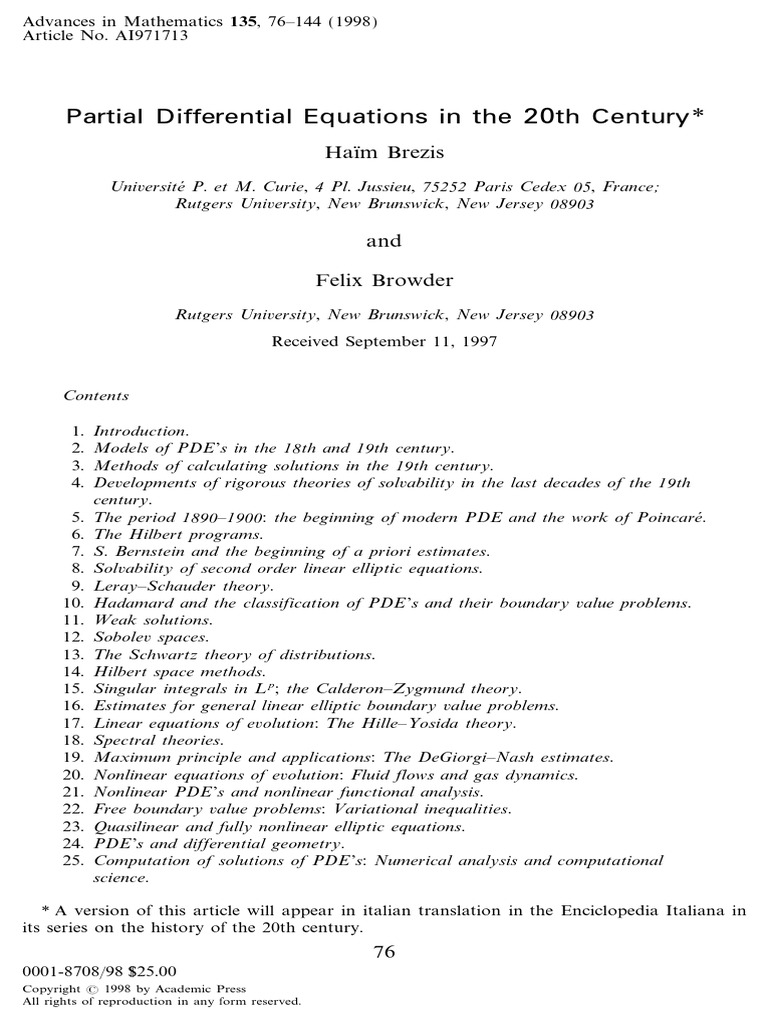 Partial Differential Equations | PDF | Partial Differential Equation | Mathematical Analysis
