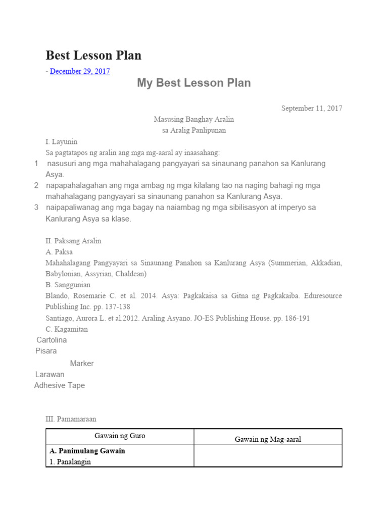 Best Lesson Plan | PDF