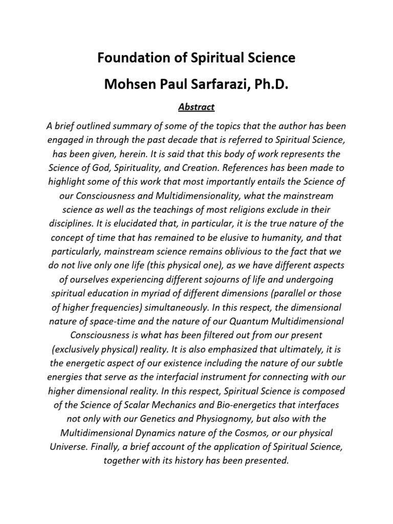 Foundations of Spiritual Science | PDF | Universe | Experience