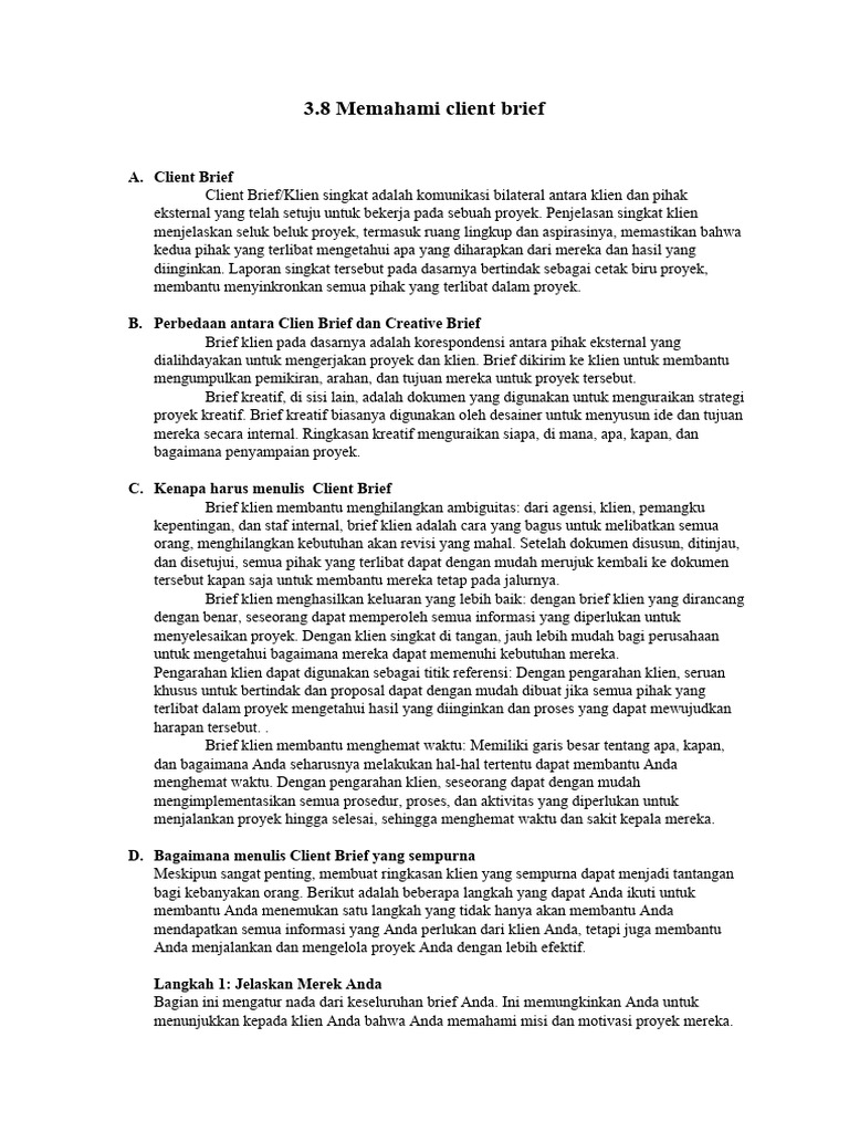 Panduan Menulis Client Brief Efektif | PDF