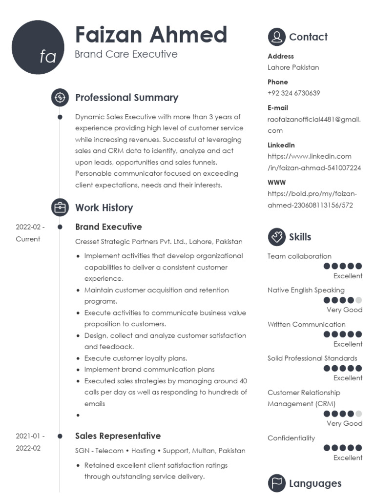 Faizan Ahmed Resume | PDF | Customer Relationship Management | Sales