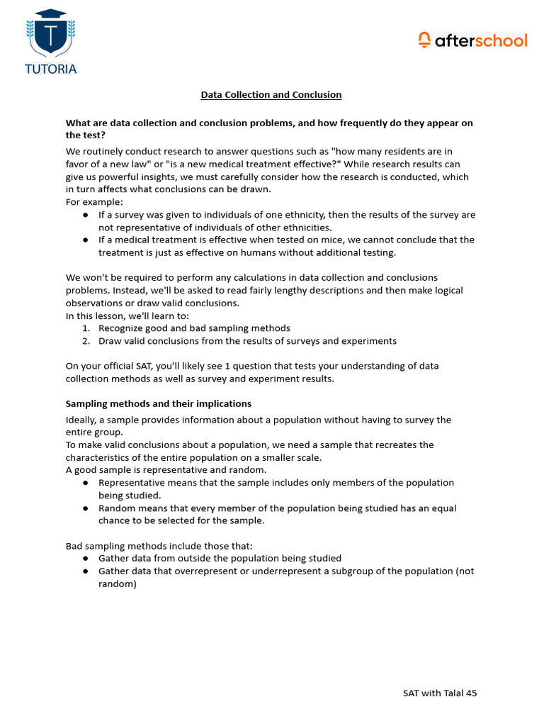 Data Collection and Conclusion | PDF | Experiment | Sampling (Statistics)