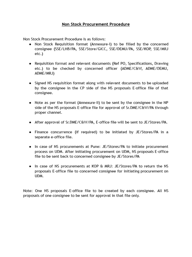 Non-Stock Procurement Procedure Guide | PDF | Business