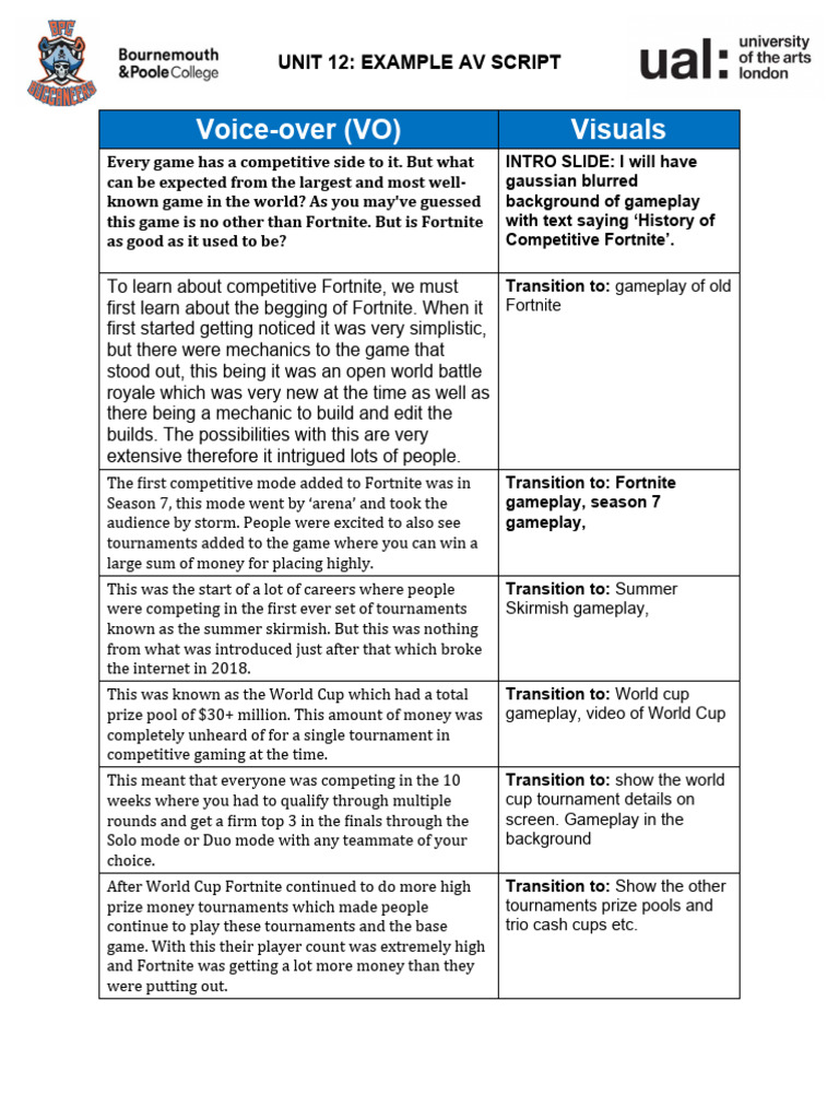 Unit 12 Yr2 Av Script Example This | PDF