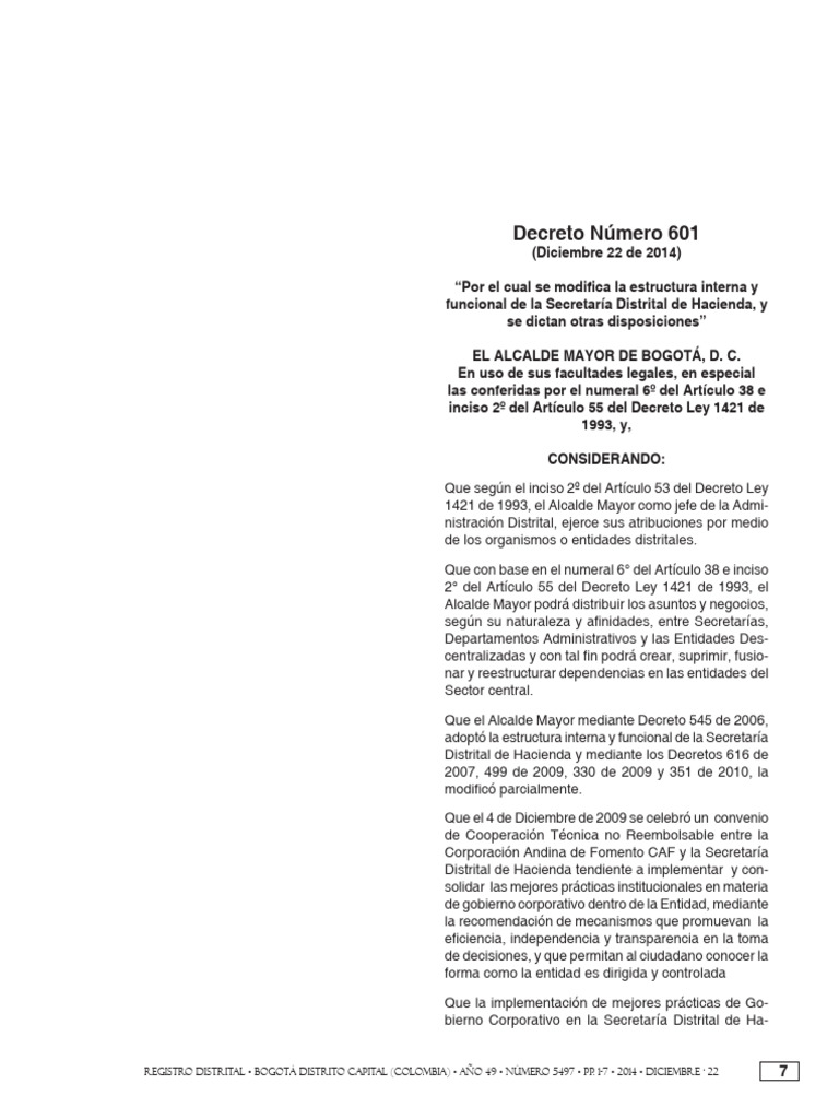 Decre 601 | PDF | Planificación estratégica | Planificación