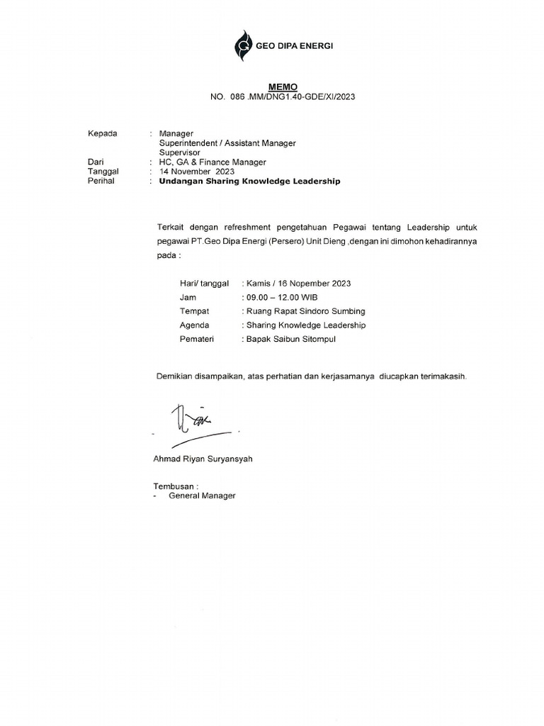 Undangan Sharing Knowledge Leadership | PDF