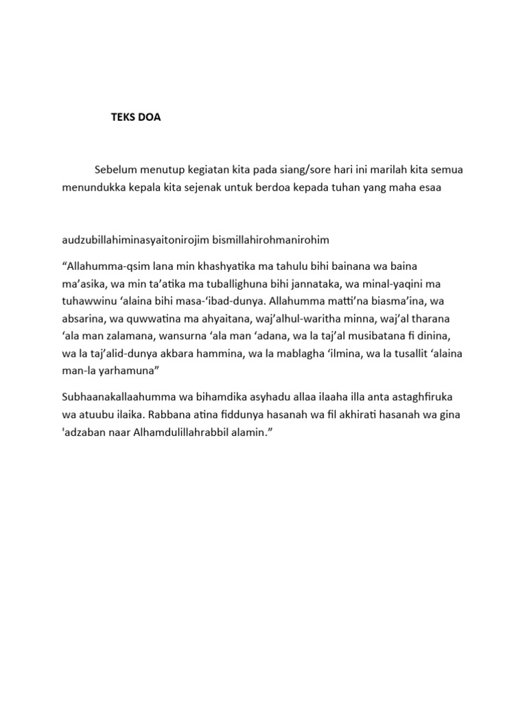 Teks Doa | PDF | Agama & Spiritualitas | Gaya Hidup