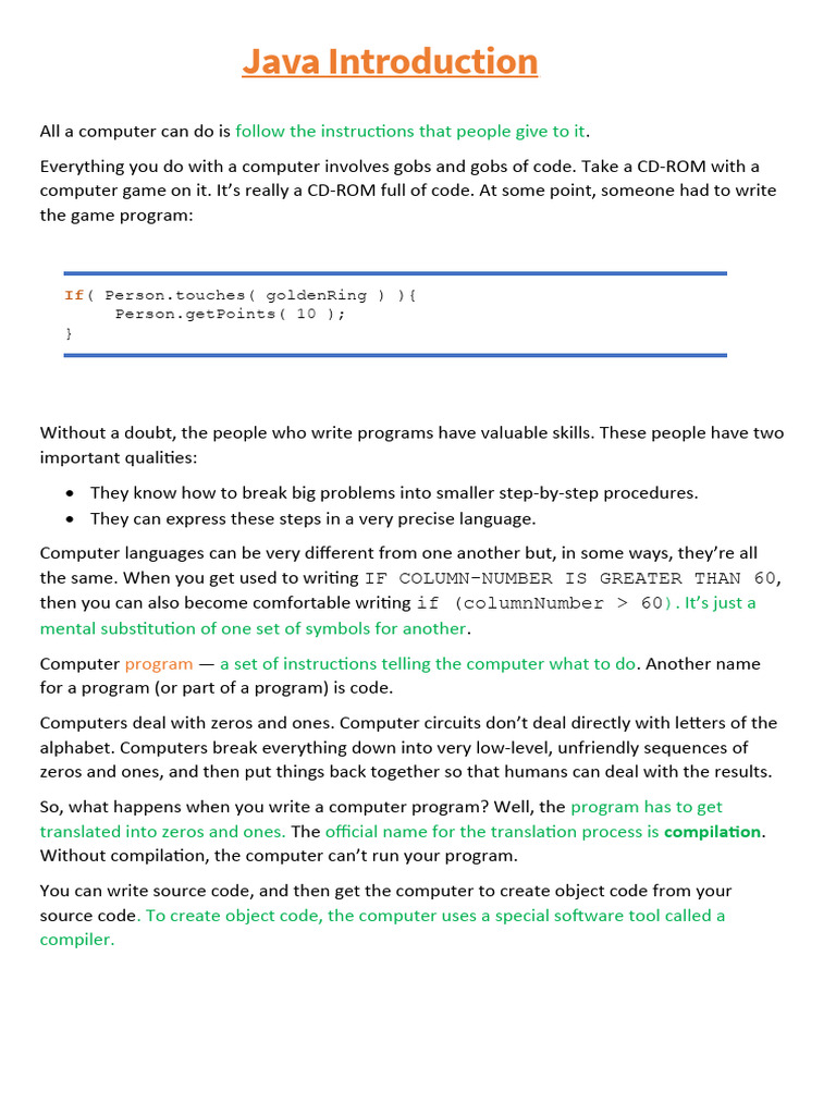 Java Intro Pdf Java Virtual Machine Java Programming Language 0224