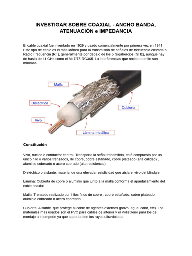Cable Coaxial Pdf Cable Coaxial Física Aplicada E Interdisciplinaria