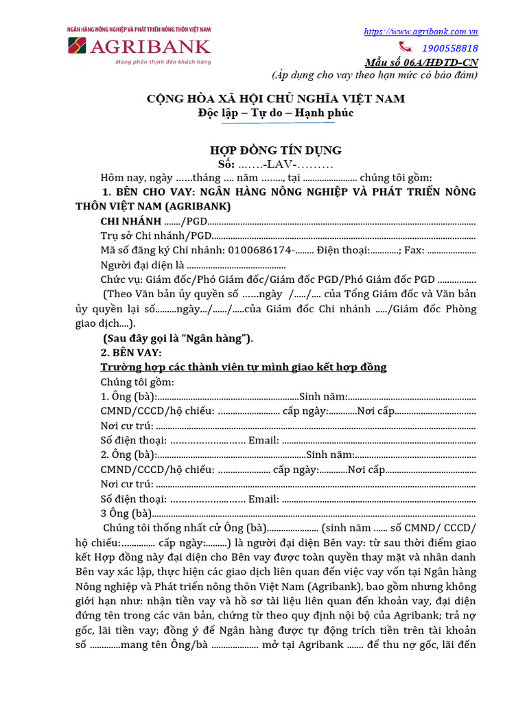 MS 06A. HDTD-CN HDTD Cho Vay Theo Han Muc Co TSBD | PDF