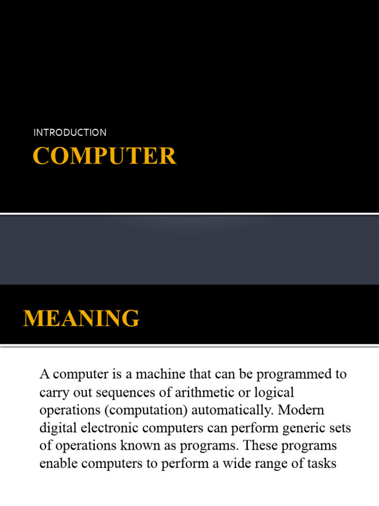 Introduction To Computer | PDF | Input/Output | Central Processing Unit Introduction To Computer | PDF | Input/Output | Central Processing Unit