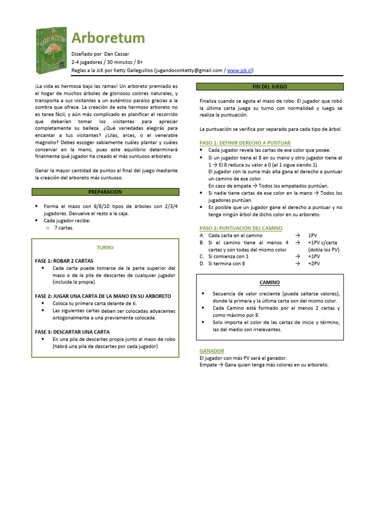 Arboretum - Reglas A La JCK | PDF | Juego de azar
