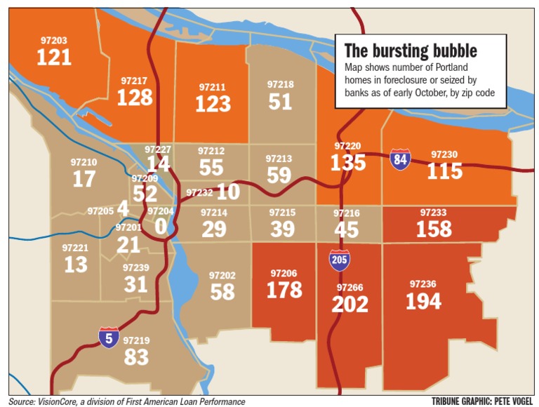 Portland Foreclosure Map by Zip Code | PDF | Foreclosure | Mortgages