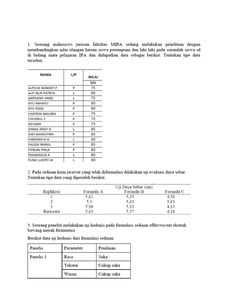 Tipe Data dan Variabel dalam Penelitian Statistik | PDF