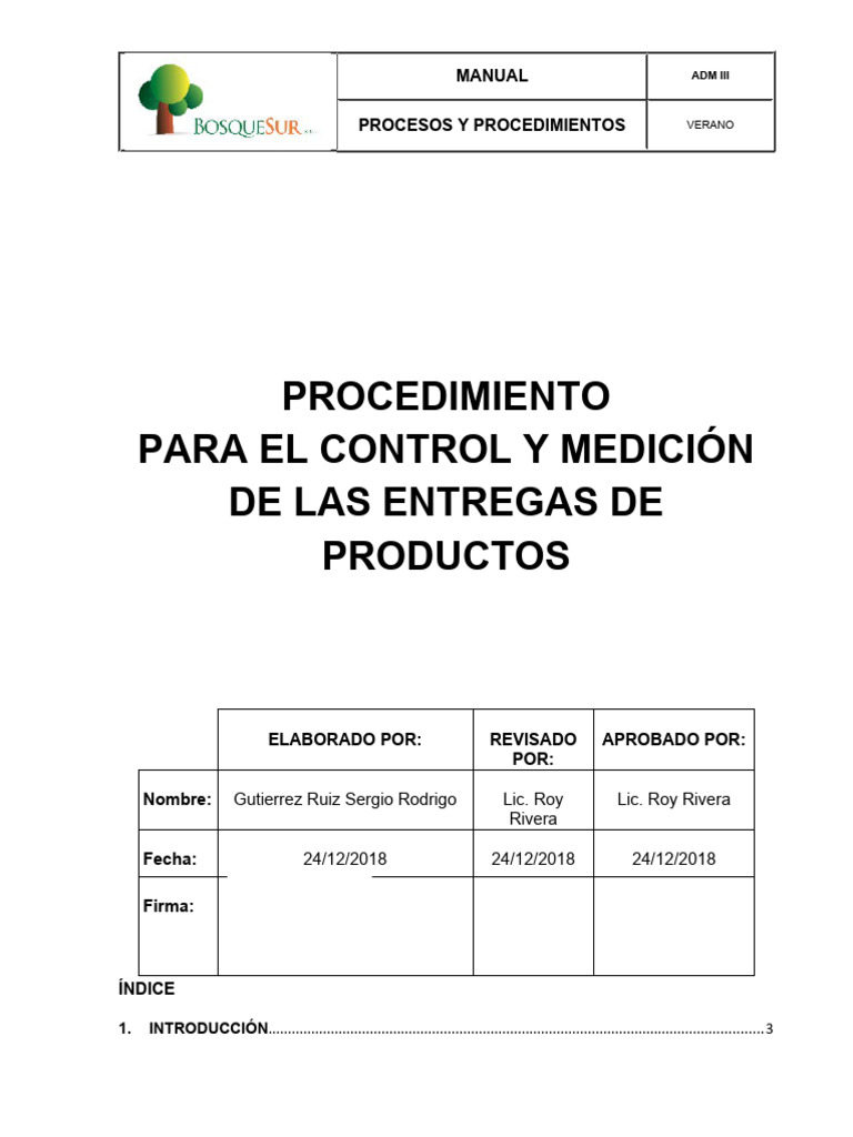 PRCD-LOG-CMEP Procedimiento de Control y Medicion de Las Entregas de Productos | PDF | Logística ...