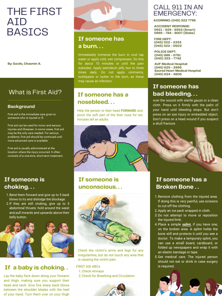 First Aid Trifold | PDF | Medical Emergencies | Medical Specialties