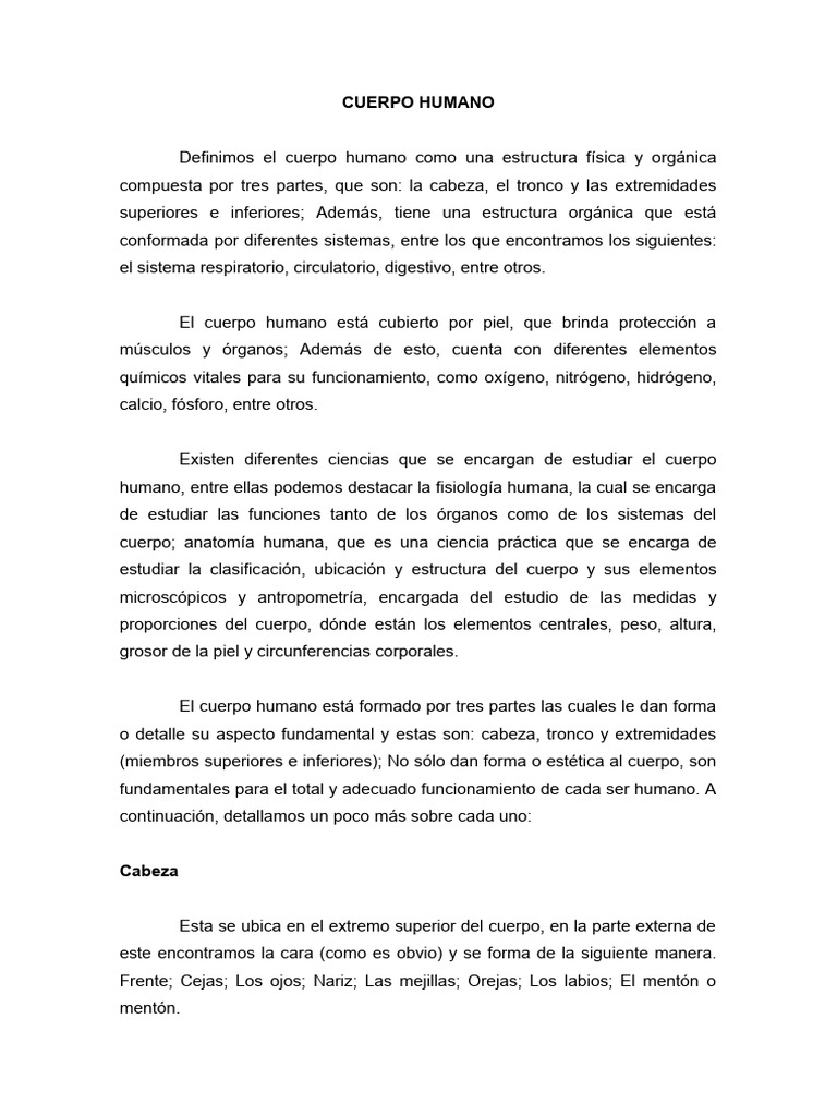 El Cuerpo Humano | PDF | Abdomen | Cuerpo humano
