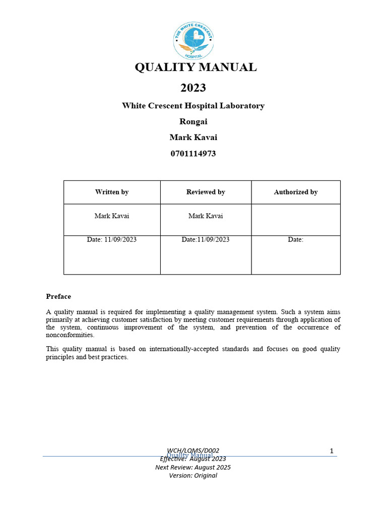 THE LABORATORY QUALITY MANUAL Temp | PDF | Laboratories | Quality ...