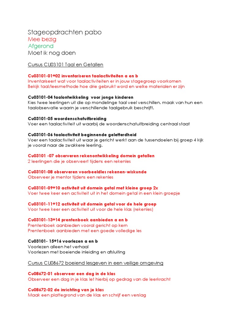 Stageopdrachten Pabo-Onderwijsassistent | PDF