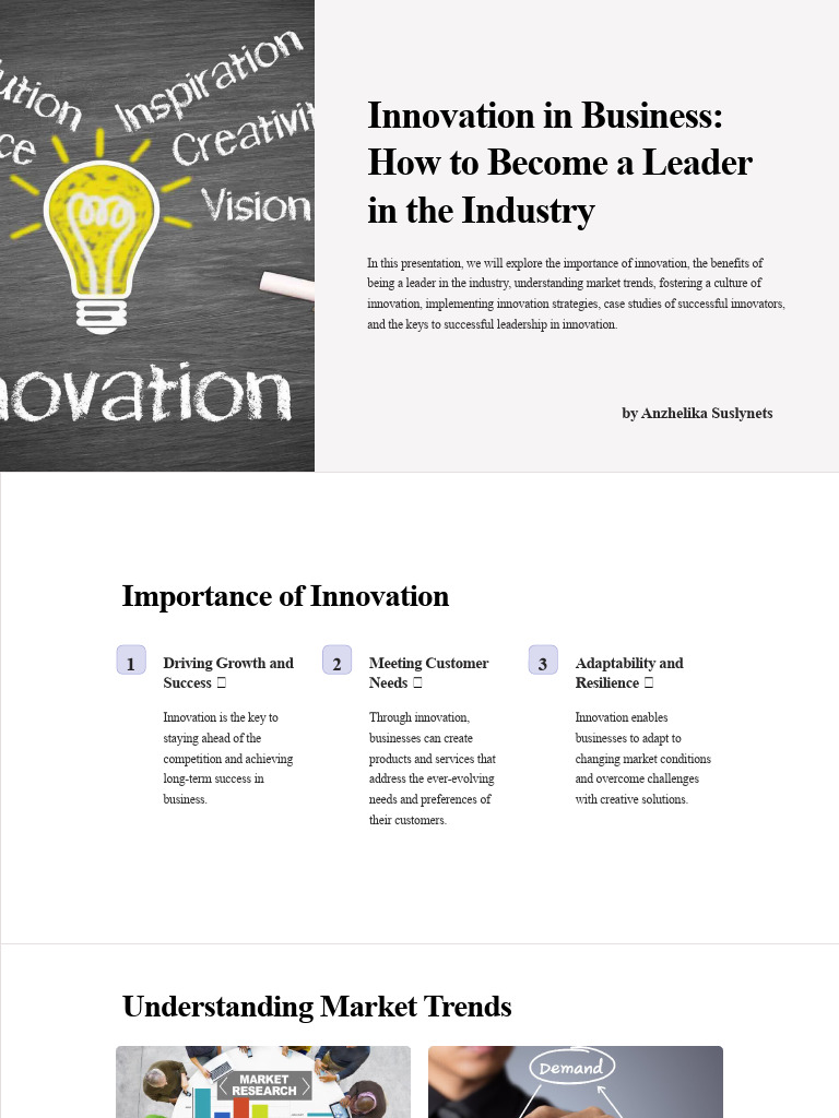 Innovation in Business How To Become A Leader in The Industry | PDF ...