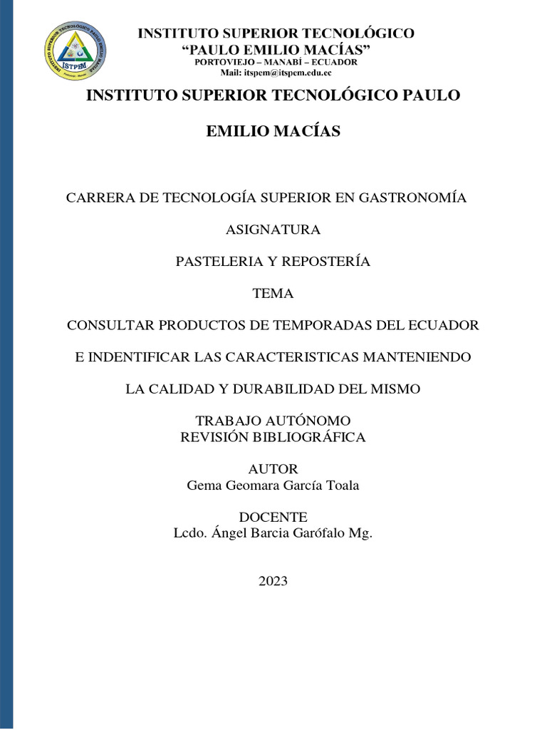 GemaGarcía Productos de Temporada | PDF | Ecuador | Cultivos
