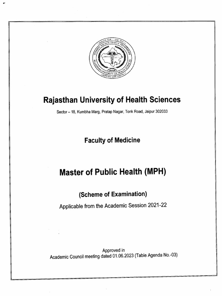 MPH - Scheme of Examination | PDF