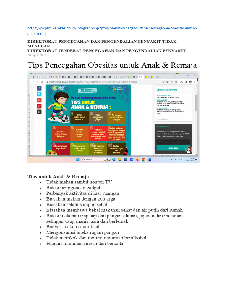 Tips Pencegahan Obesitas Remaja | PDF | Kesehatan Holistik