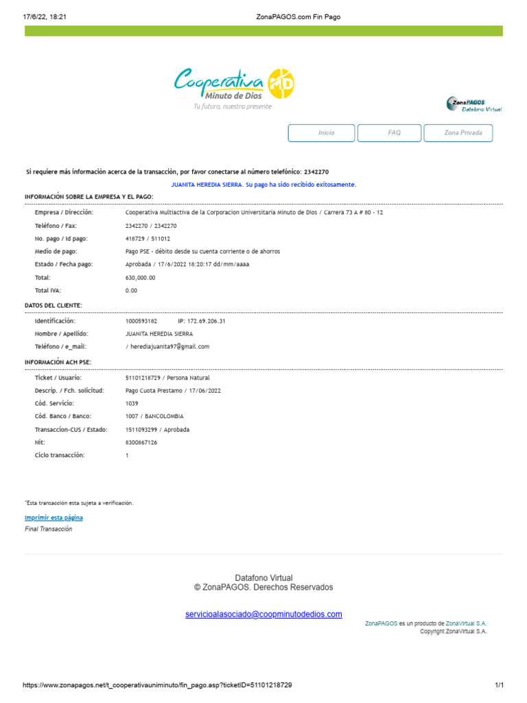 Confirmación de Pago Exitoso | PDF | Economias | Servicios financieros