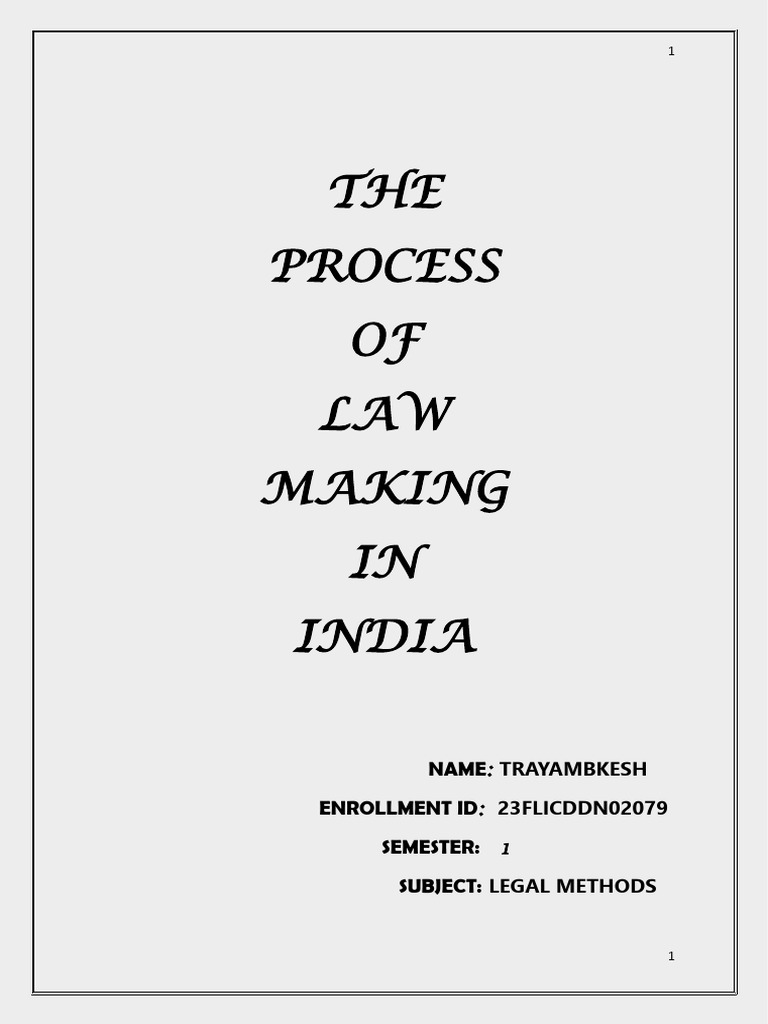 Indian Lawmaking Process Guide | PDF | Bill (Law) | State Legislature ...