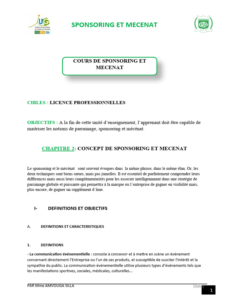 Différences entre Sponsoring et Mécénat | PDF | Business ...