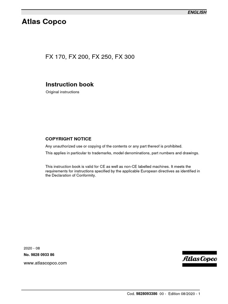 Atlas Copco: FX 170, FX 200, FX 250, FX 300 | PDF | Clothes Dryer | Heat Exchanger