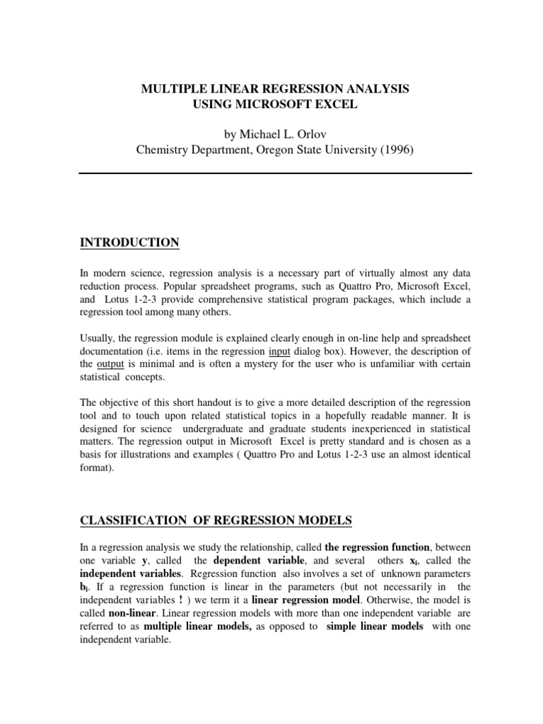 Multiple Linear Regression Analysis Usin | PDF | Errors And Residuals | Regression Analysis