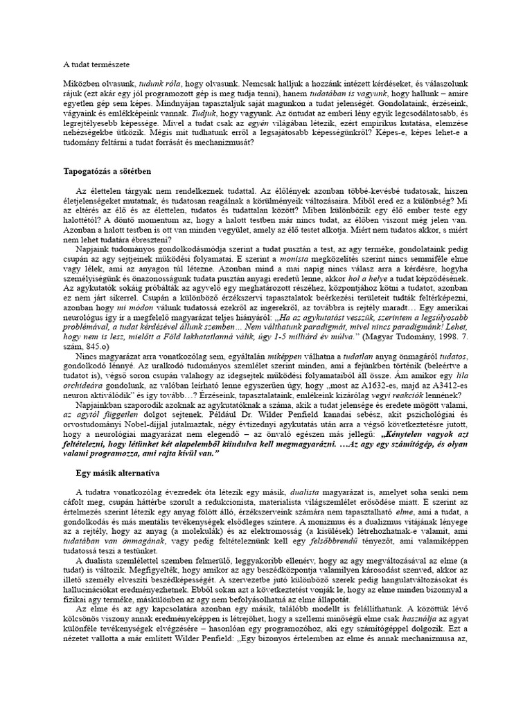 A Tudat Termeszete | PDF