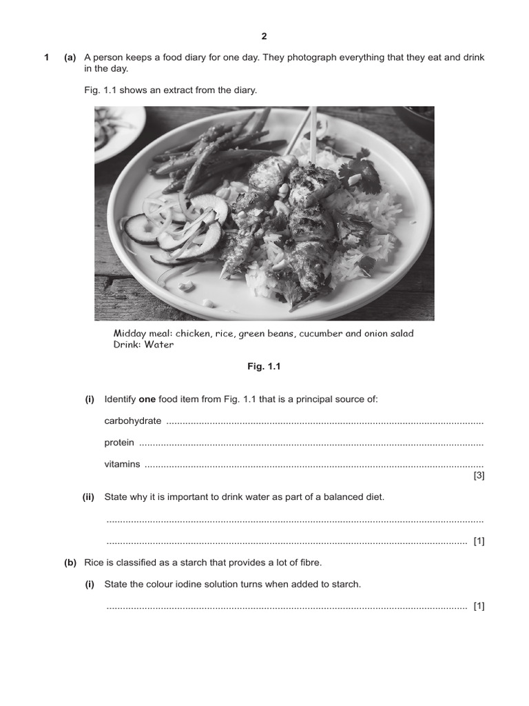 2 1 (A) A Person Keeps A Food Diary For One Day. They Photograph ...