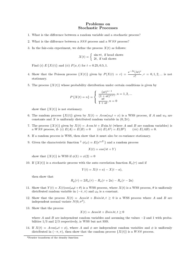 Problems On Stochastic Processes | PDF | Stochastic Process | Autocorrelation