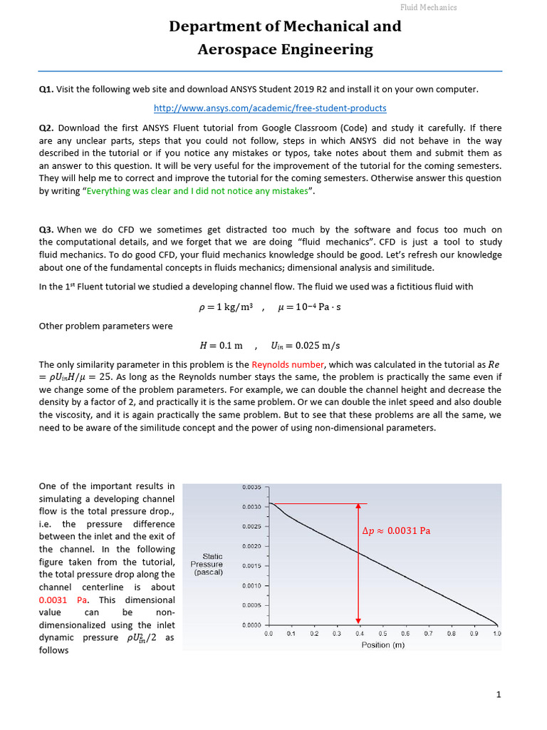 Ansys Exercise 1 | PDF | Pressure | Reynolds Number