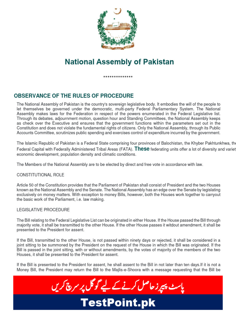 National Assembly of Pakistan | PDF | Parliament Of Pakistan | United ...
