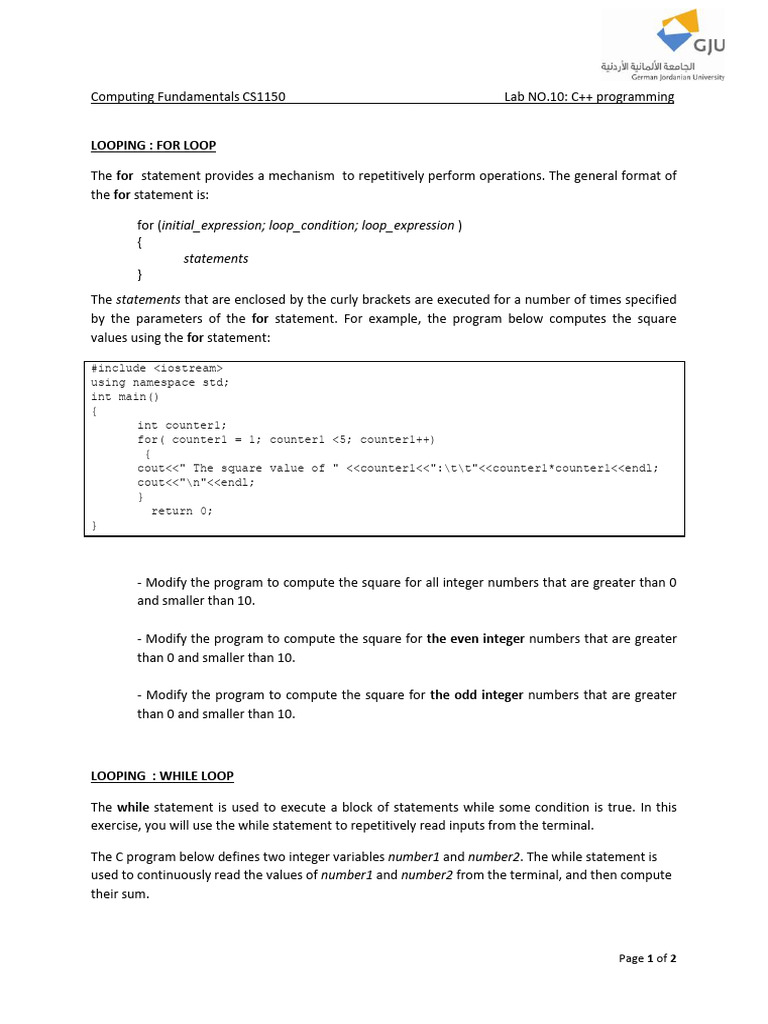 Lab#10 | PDF | Namespace | Control Flow Lab#10 | PDF | Namespace | Control Flow
